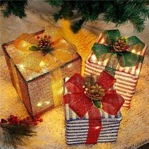 Holiday | Christmas Lighted Boxes 6 Led Light Up Collapsible Decor Plug ...